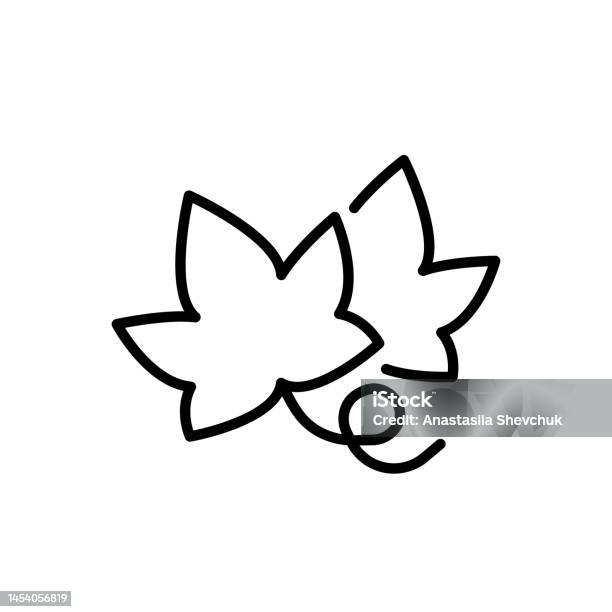 Icône De Ligne De Feuille Deux Feuilles Darbre Dans Le Sol Plante