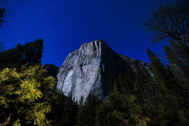 Free Stock Photo of A large rock mountain at night with el capitan in ...