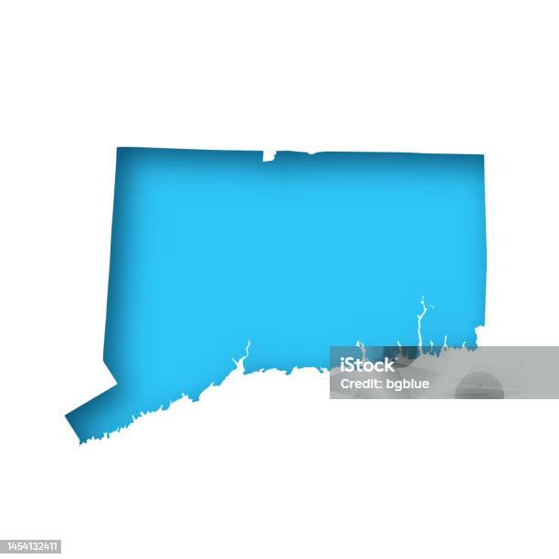 Carte Du Connecticut Livre Blanc Découpé Sur Fond Bleu Vecteurs Libres