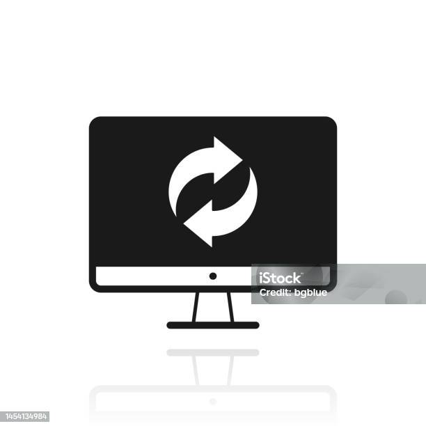 Symbole De Recyclage Sur Lordinateur De Bureau Icône Avec Reflet Sur