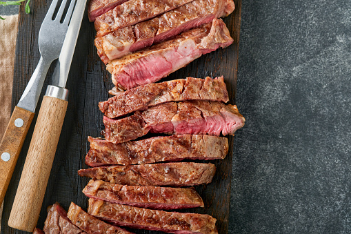 Steak Irisan Steak Daging Panggang New York Atau Ribeye Dengan