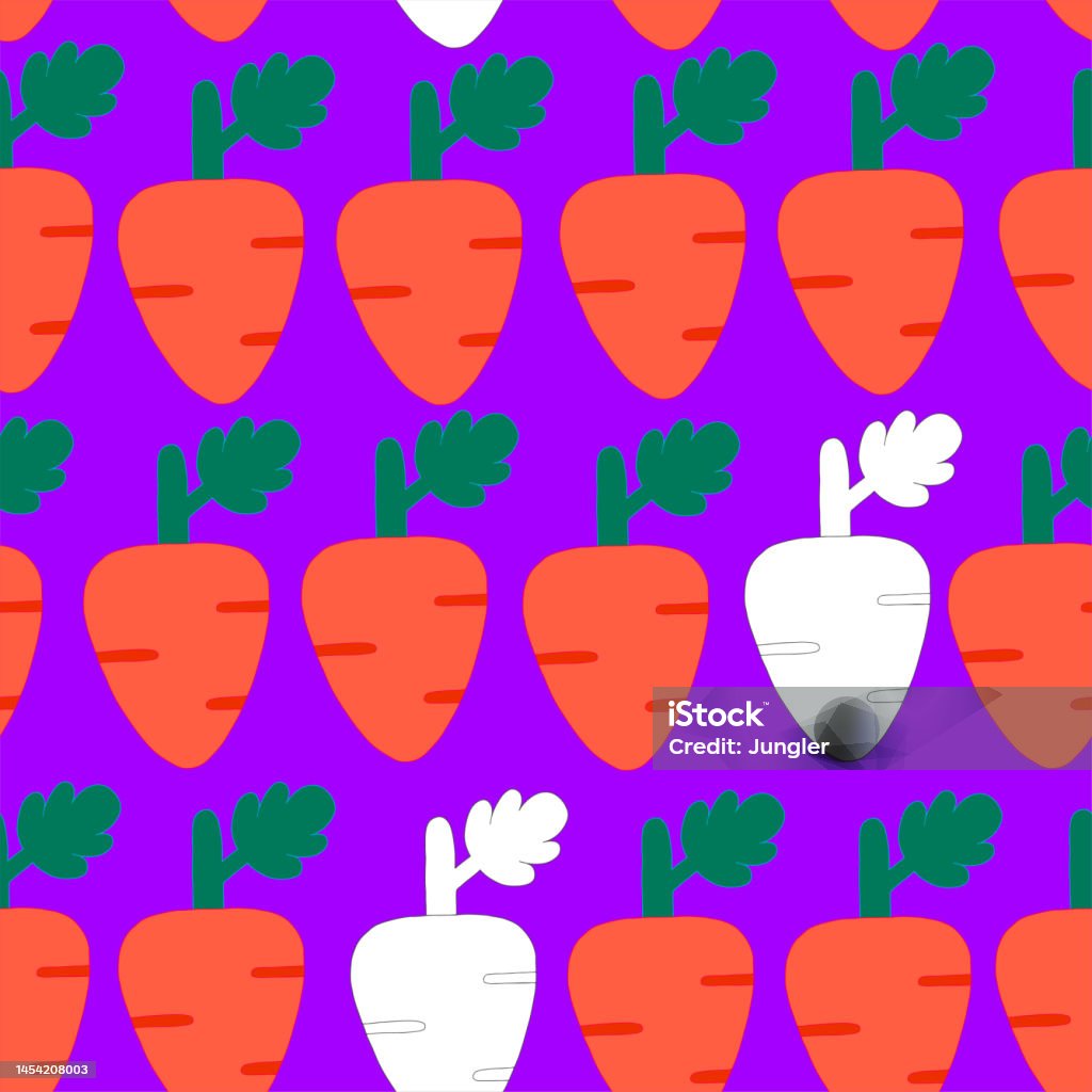 Seamless Pattern With Carrot Illustration Orange With Green Leaves