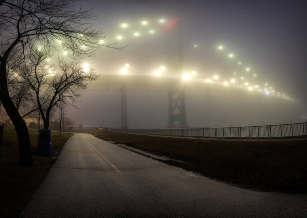 Free Stock Photo of Long Bridge With Street Lights on a Foggy Night ...