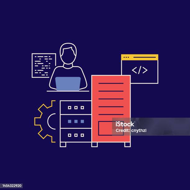 Big Data Developer Related Conceptual Vector Illustration Development Server Coding Audience