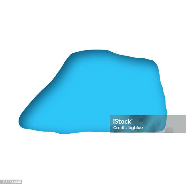 Jarvis Island Map White Paper Cut Out On Blue Background Stock