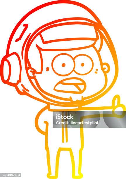 Dessin Au Trait Dégradé Chaud Dun Dessin Animé Astronaute Surpris