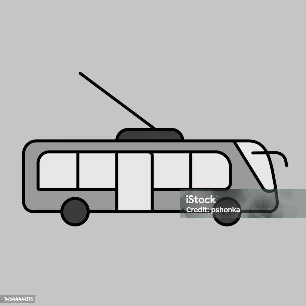 Graustufenvektorsymbol Für Trolley Oder Trolleybus Stock Vektor Art und ... Graustufenvektorsymbol Für Trolley Oder Trolleybus Stock Vektor Art und ...