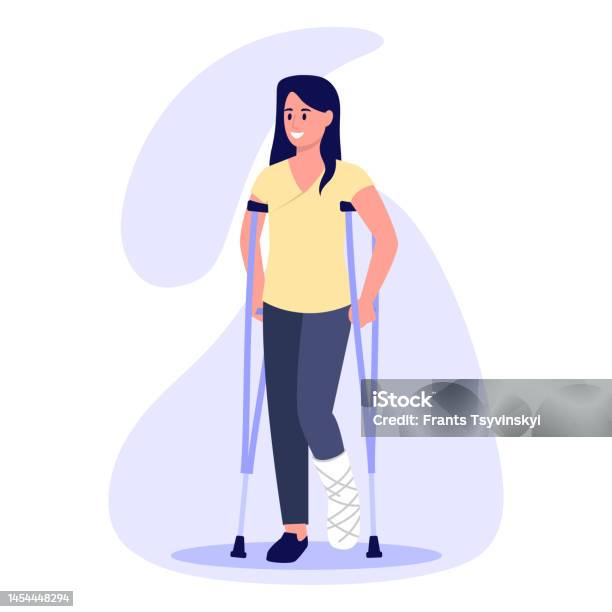 Illustration Vectorielle Dune Jambe Cassée Scène De Dessin Animé Avec