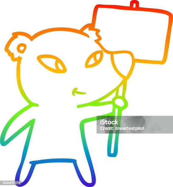 Dessin Au Trait Dégradé Arcenciel Dun Mignon Ours Polaire De Dessin