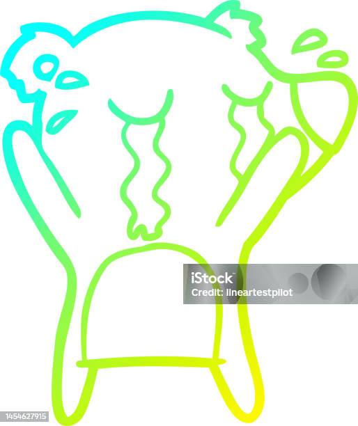 Dessin Au Trait Dégradé Froid Dun Dessin Animé Pleurant Ours Polaire