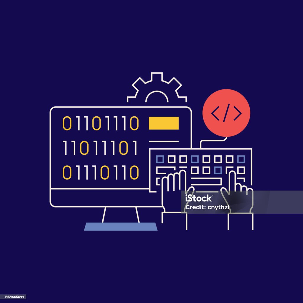 Programming Related Vector Conceptual Illustration Developer Computer Language Coding Stock