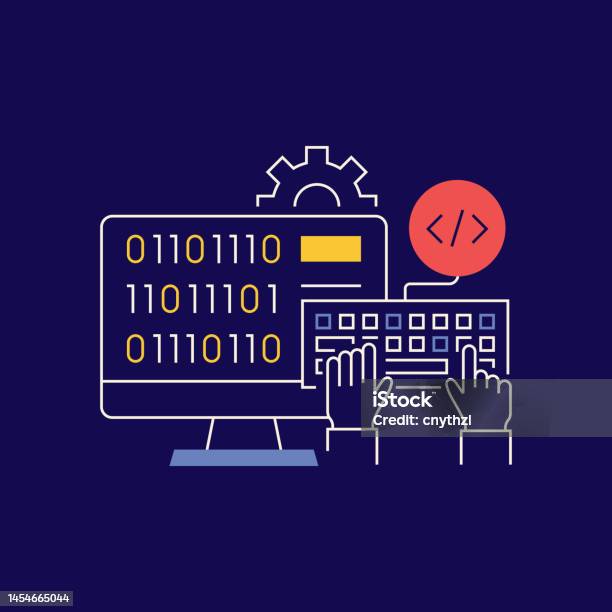 Programming Related Vector Conceptual Illustration Developer Computer