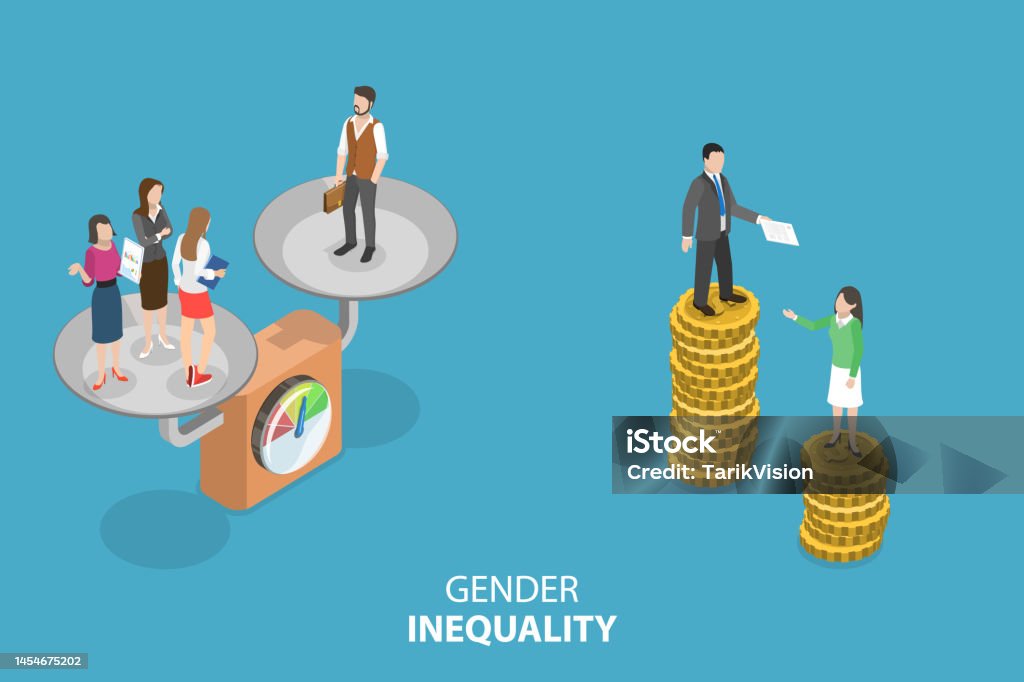 3d Isometric Flat Vector Conceptual Illustration Of Gender Inequality