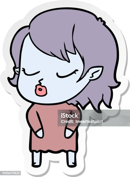 Autocollant Dune Jolie Fille Vampire De Dessin Animé Vecteurs Libres De