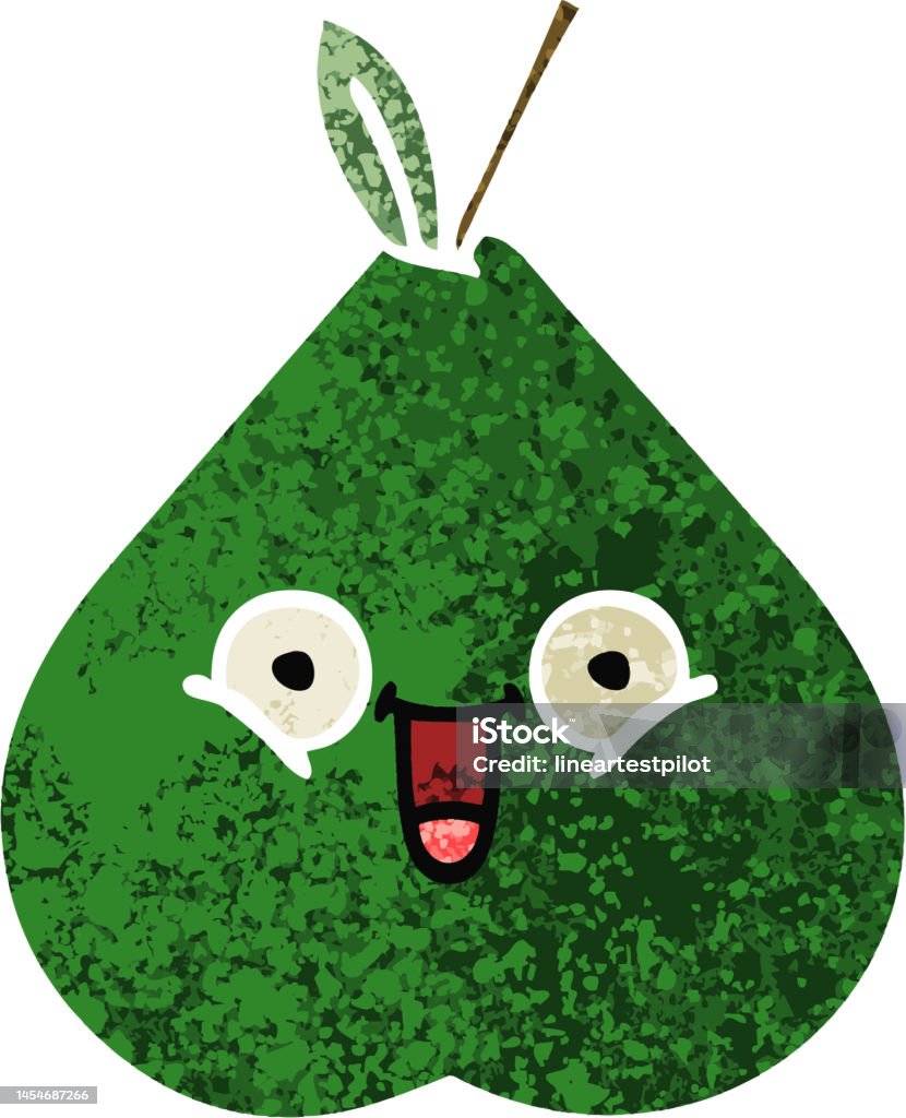 Ilustrasi Retro Gaya Kartun Buah Pir Ilustrasi Stok Unduh Gambar Sekarang Bertekstur Buah