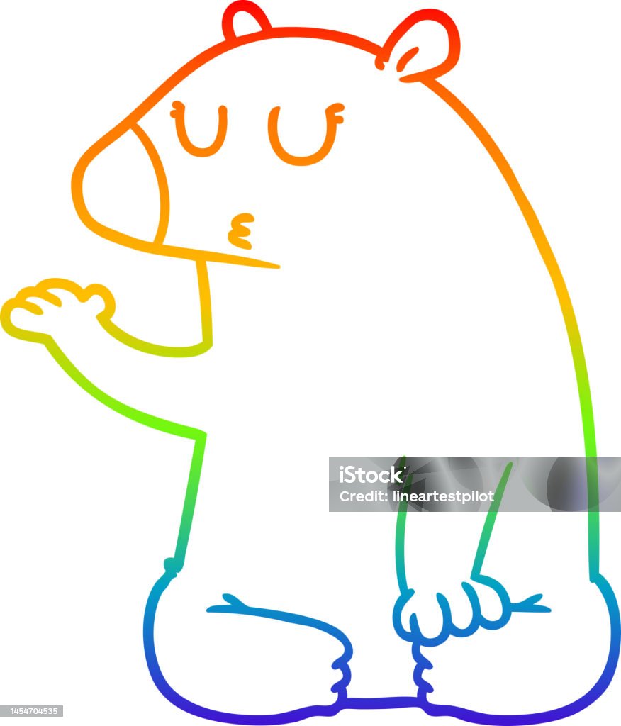 Dessin Au Trait Dégradé Arcenciel Dun Ours Polaire De Dessin Animé