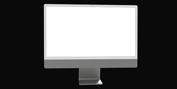 Tampak Depan Monitor Lcd Render 3d Dengan Layar Kosong Putih Terisolasi