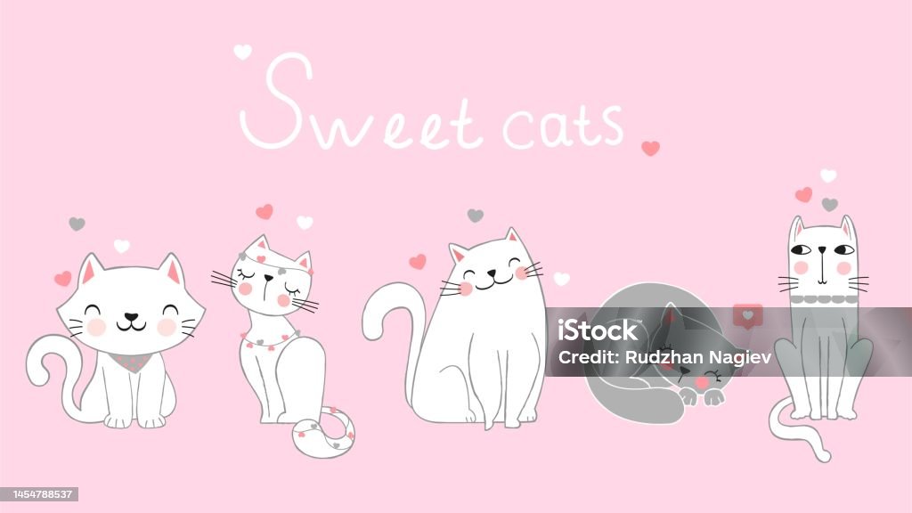 Sweet Cat In Love Stock Illustration Download Image Now Valentines