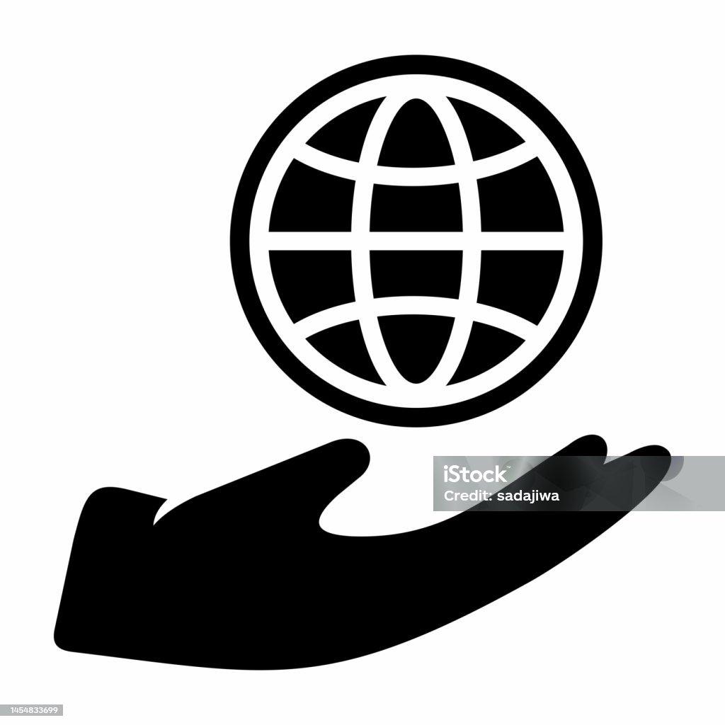 Vetores De Mão Segurando O Globo Terrestre Simples Vetor De Ícone Plano