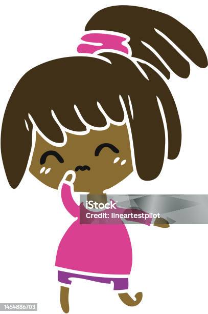 Kartun Yang Digambar Dengan Tangan Bebas Dari Gadis Kawaii Yang Lucu