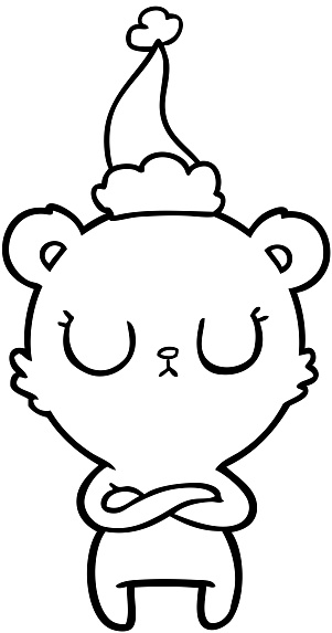 Dessin Au Trait Paisible Dessiné À La Main Dun Ours Polaire Portant Un