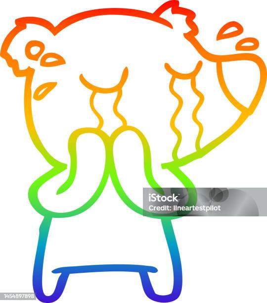 Dessin Au Trait Dégradé Arcenciel Dun Dessin Animé Pleurant Un Ours