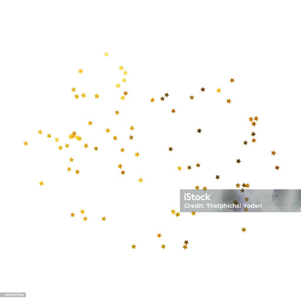 Golden Star Confetti Gold Stars Sparkle Isolated On White Background