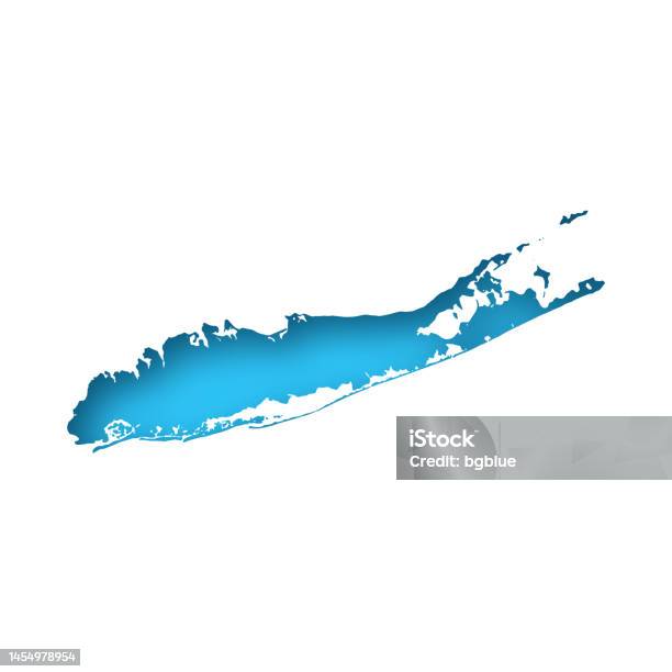 Carte De Long Island Livre Blanc Découpé Sur Fond Bleu Vecteurs Libres