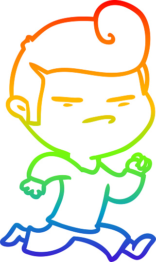 Dessin Au Trait Dégradé Arcenciel Dun Gars Cool De Dessin Animé Avec