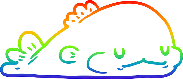 Dessin Au Trait Dégradé Arcenciel Dun Poisson Mignon Vecteurs Libres De