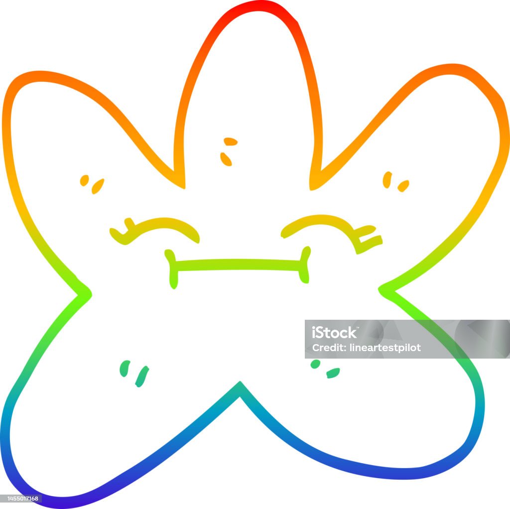 Dessin Au Trait Dégradé Arcenciel Dun Poisson Étoile De Dessin Animé