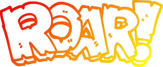 Dessin Au Trait Dégradé Chaud Dun Texte Rugissant De Dessin Animé