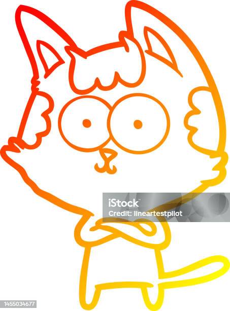 Dessin Au Trait Dégradé Chaud Dun Chat De Dessin Animé Heureux Vecteurs