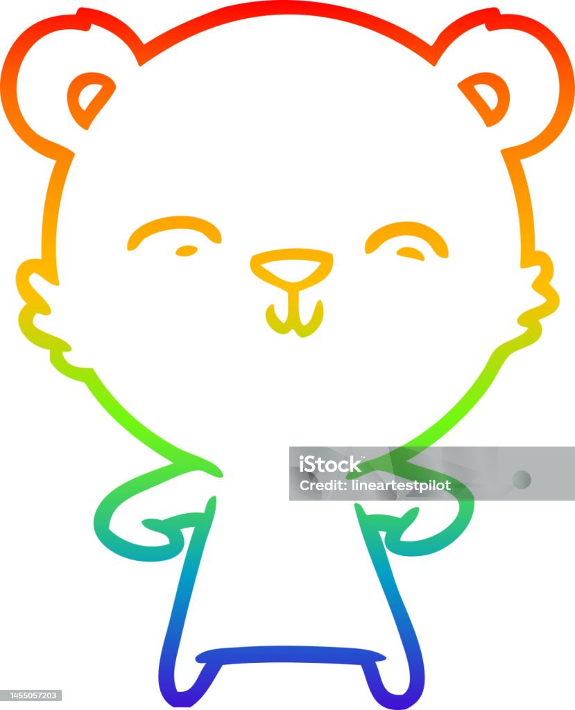 Dessin Au Trait Dégradé Arcenciel Dun Ours De Dessin Animé Heureux