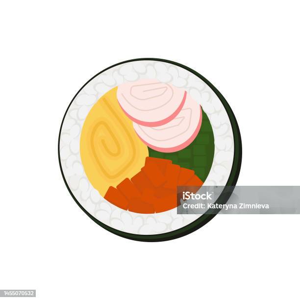 Kimbap Nasi Rumput Laut Korea Gulung Dengan Gaya Detail Datar Ilustrasi ... Kimbap Nasi Rumput Laut Korea Gulung Dengan Gaya Detail Datar Ilustrasi ...