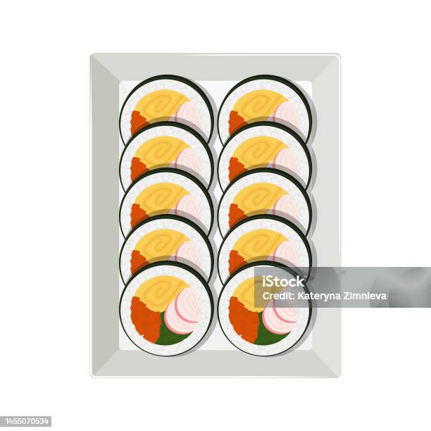 Kimbap Nasi Rumput Laut Korea Gulung Dengan Gaya Detail Datar Ilustrasi ... Kimbap Nasi Rumput Laut Korea Gulung Dengan Gaya Detail Datar Ilustrasi ...