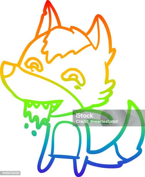 Dessin Au Trait Dégradé Arcenciel Dun Loup Affamé De Dessin Animé