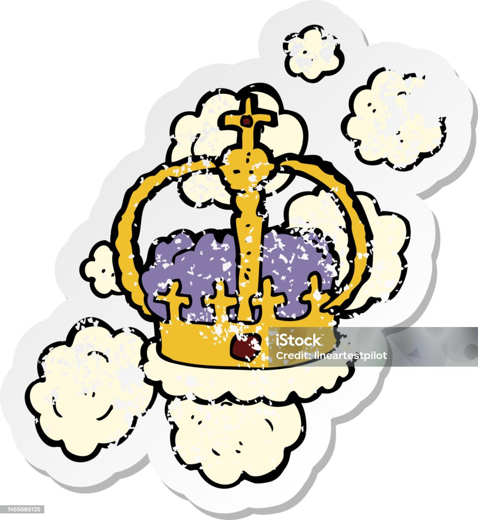 Ilustración de Pegatina Retro De Una Corona De Dibujos Animados y más ... Ilustración de Pegatina Retro De Una Corona De Dibujos Animados y más ...