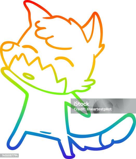 Dessin Au Trait Dégradé Arcenciel Dun Renard De Dessin Animé Vecteurs