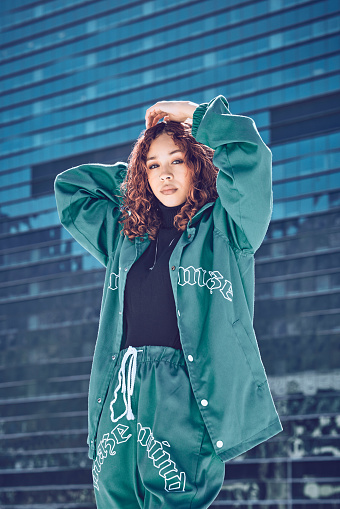 Portrait Fashion And City With A Black Woman Model Outdoor Posing In