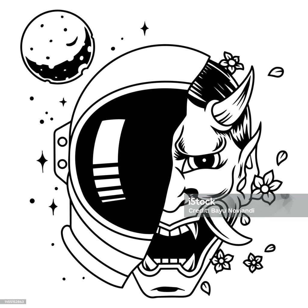 Vektor Ilustrasi Buku Mewarnai Astronaut Helm Topeng Oni Ilustrasi Stok ... Vektor Ilustrasi Buku Mewarnai Astronaut Helm Topeng Oni Ilustrasi Stok ...