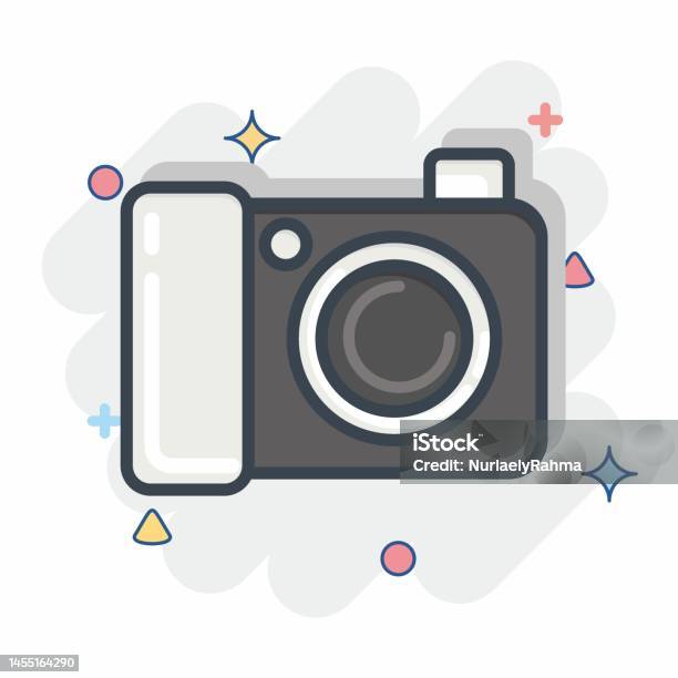 Ikon Kamera Digital Terkait Dengan Simbol Fotografi Gaya Komik Desain