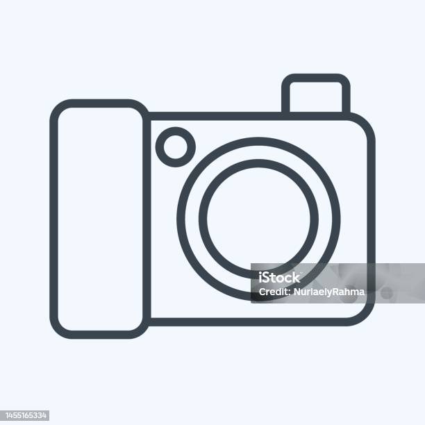 Ikon Kamera Digital Terkait Dengan Simbol Fotografi Gaya Garis Desain