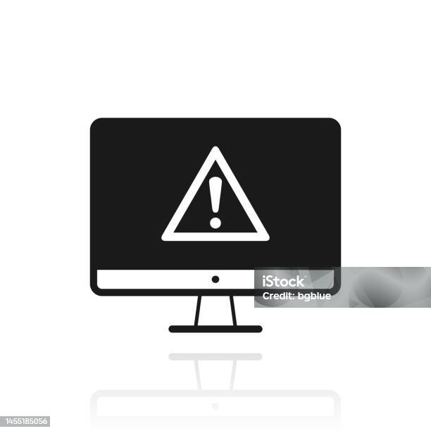 Komputer Desktop Dengan Perhatian Peringatan Bahaya Ikon Dengan