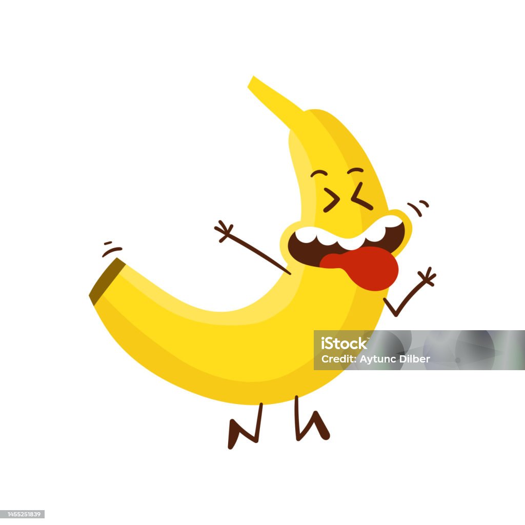 Stiker Karakter Pisang Emosional Kartun Lucu Dengan Latar Belakang Putih Ilustrasi Stok Unduh