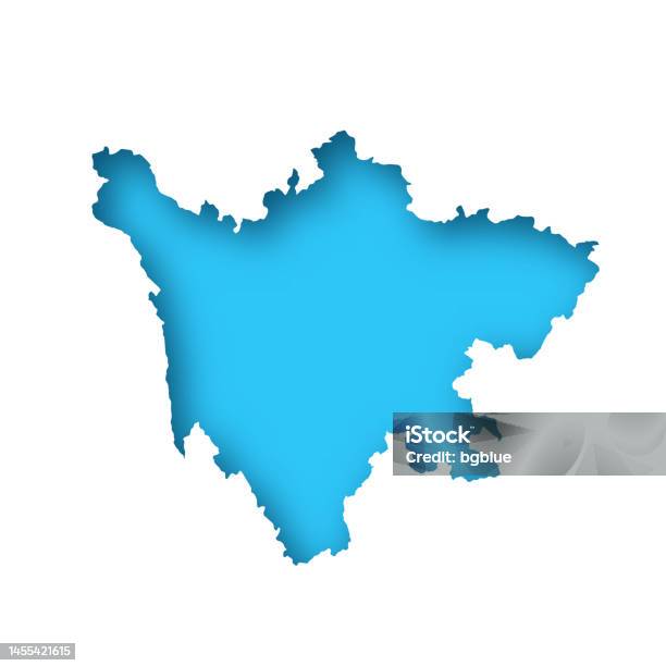 Sichuan Map White Paper Cut Out On Blue Background Stock Illustration