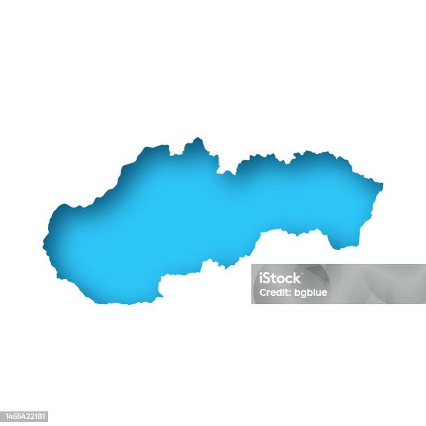 Peta Slovakia Kertas Putih Dipotong Dengan Latar Belakang Biru ... Peta Slovakia Kertas Putih Dipotong Dengan Latar Belakang Biru ...