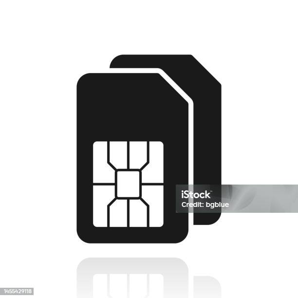 Double Carte Sim Icône Avec Reflet Sur Fond Blanc Vecteurs Libres De