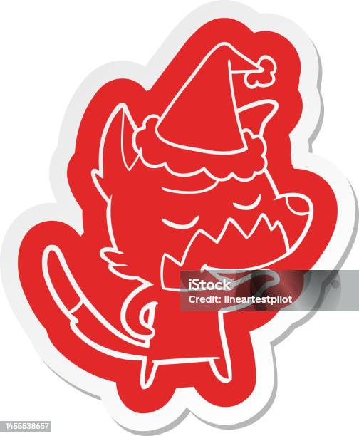 Stiker Kartun Unik Ramah Rubah Yang Mengenakan Topi Santa Ilustrasi ... Stiker Kartun Unik Ramah Rubah Yang Mengenakan Topi Santa Ilustrasi ...