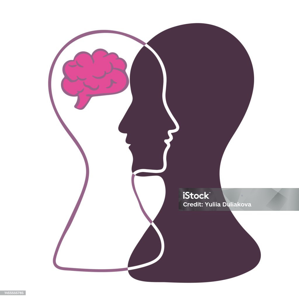 Bpd Simple Concept Minimalistic Icon Of Human Head With Bipolar